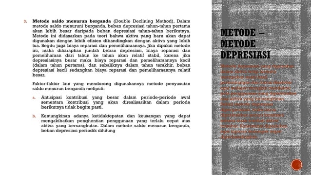 DEPRESIASI DAN PENURNAN NILAI EKONOMI TEKNIK | PPTX