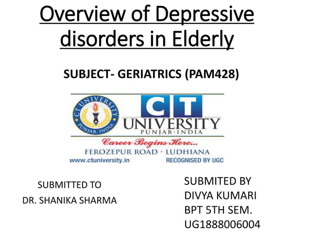 Depresive disorder in elderly. | PPT