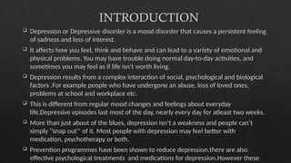 DEPRESSION: INTRODUCTION, DEFINITION,TYPES ETIOLOGY, PATHOPHYSIOLOGY ...