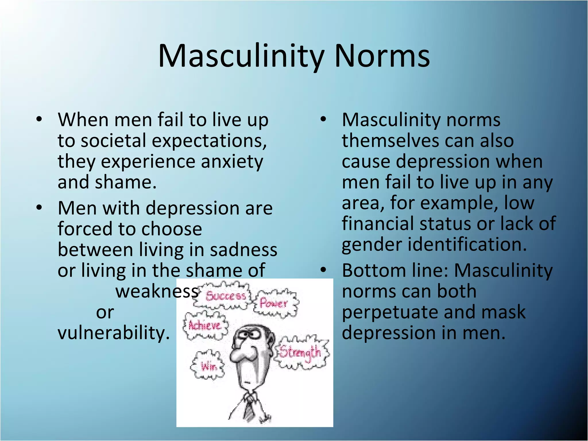 Men and depression: From masculine norms and gender differences to ...