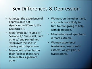Men and depression: From masculine norms and gender differences to ...