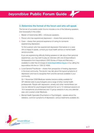 Depression how to organise a public forum iin your community | PDF