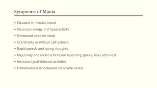 DEPRESSION & MANIA, definition, types, symptoms and treatment | PDF
