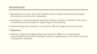 DEPRESSION & MANIA, definition, types, symptoms and treatment | PDF