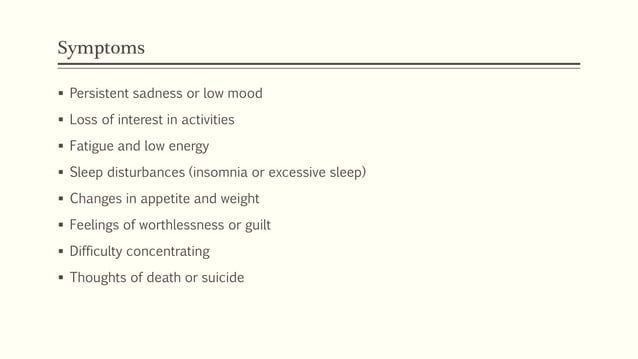 DEPRESSION & MANIA, definition, types, symptoms and treatment | PPT