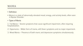 DEPRESSION & MANIA, definition, types, symptoms and treatment | PDF