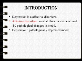 DEPRESSION clinical features causing depression | PPTX