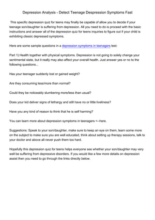 Signs of Depression | PDF | Mental Health | Diseases and Conditions