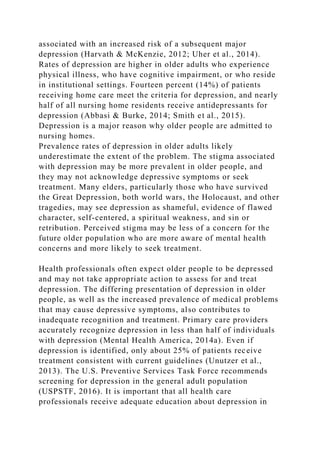 Depression Depression is not a normal part of aging, and studi.docx
