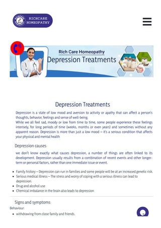 Depression Homeopathy Treatments in Bangalore -Rich Care.pdf