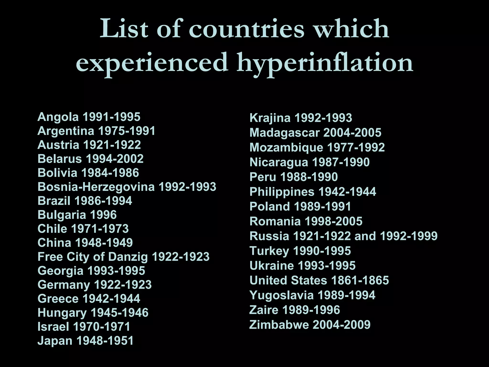Depression & hyperinflation | PPT
