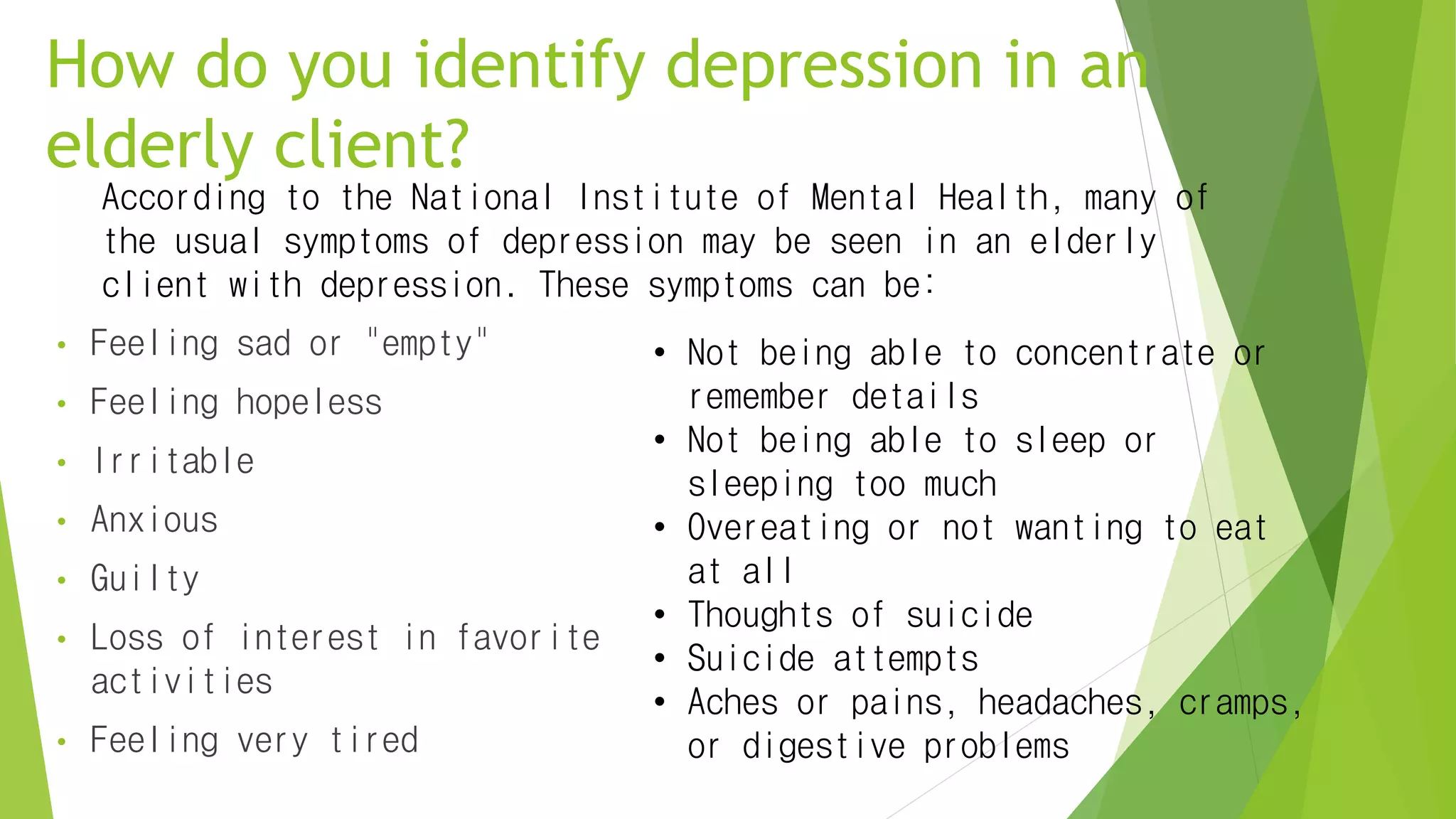 Depression in the elderly | PPTX