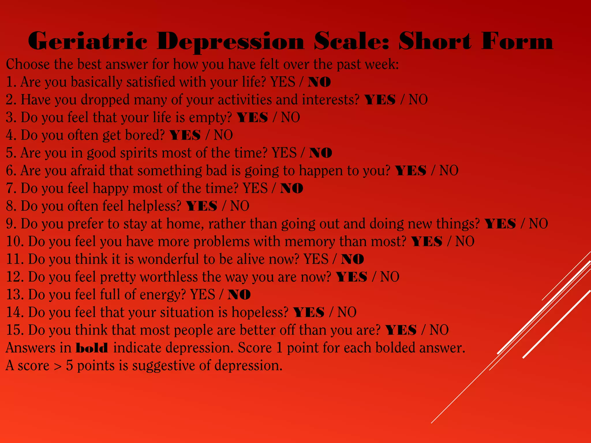 Depression in the geriatric by Dr. swati singh | PPT