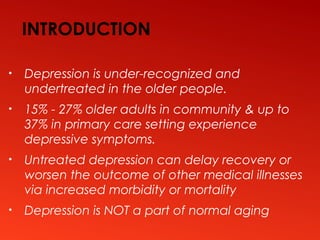 Depression in the geriatric by Dr. swati singh | PPT