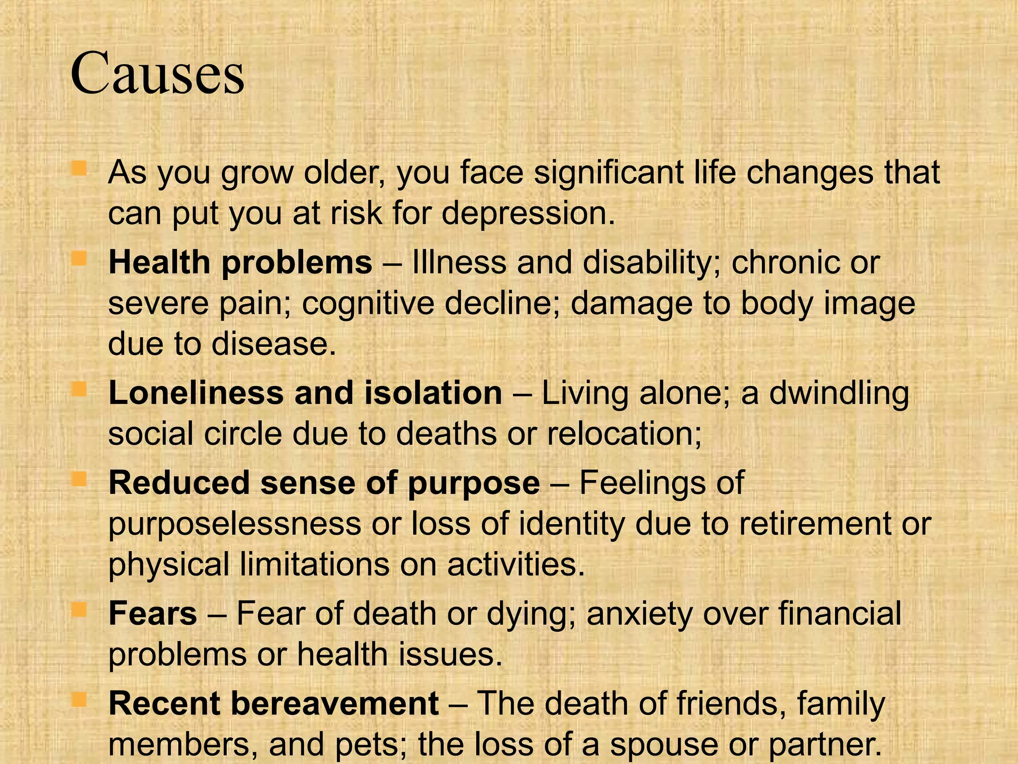 Depression in the geriatric | PPT