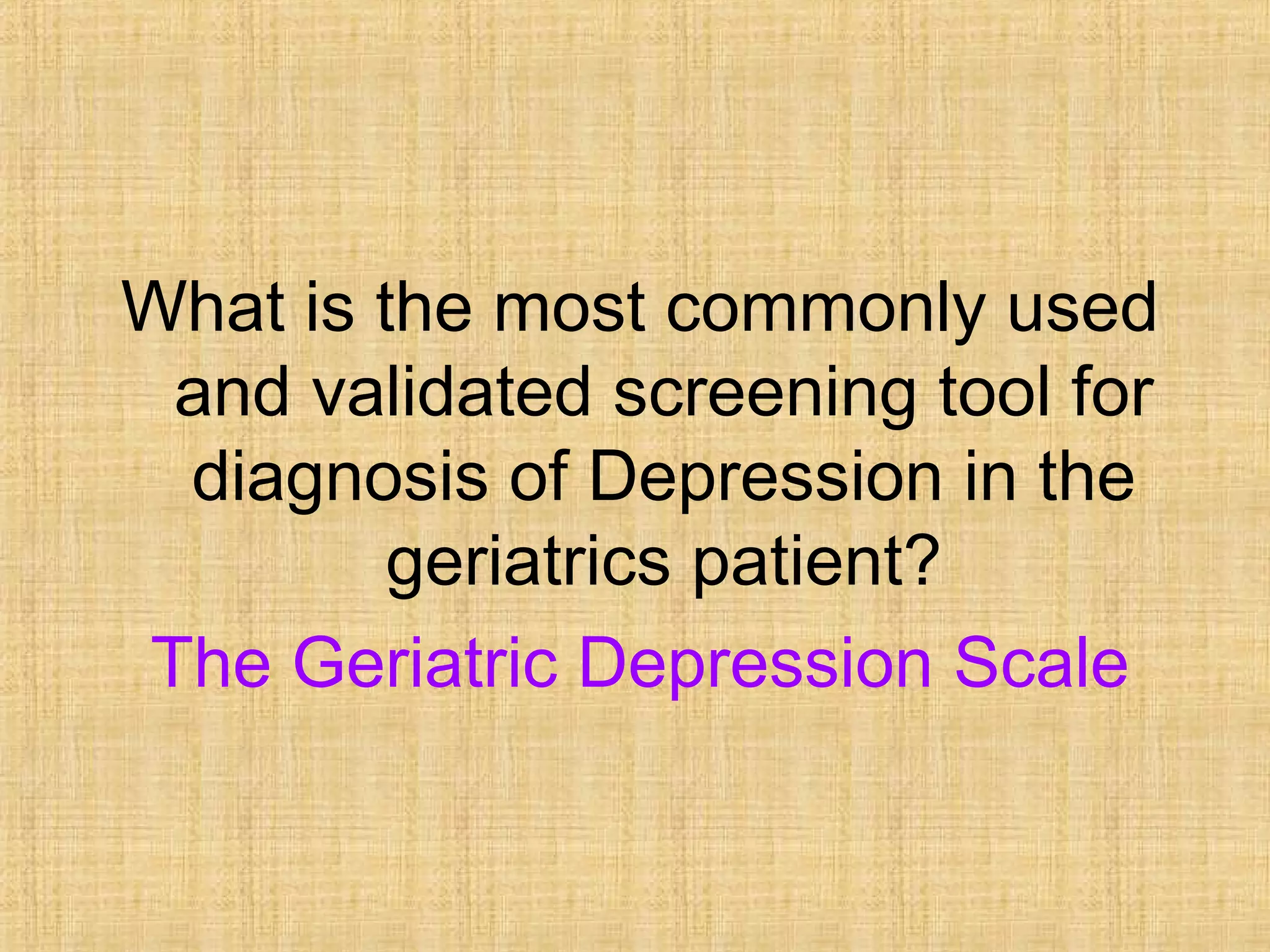 Depression in the geriatric | PPT