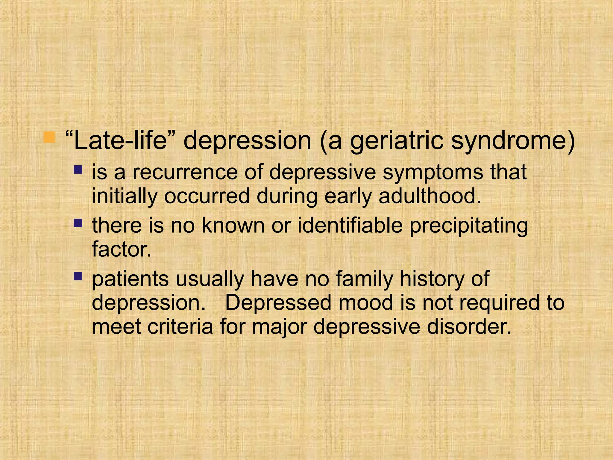 Depression in the geriatric | PPT