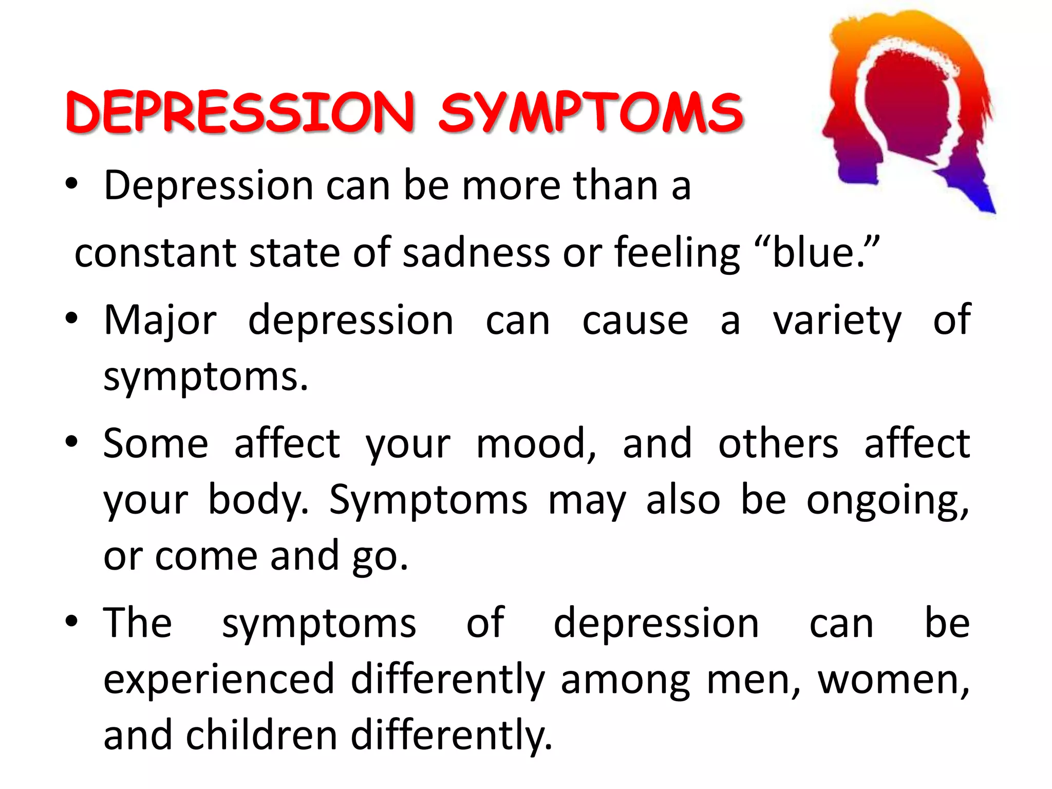 Depression.. a mental health disorder | PPTX