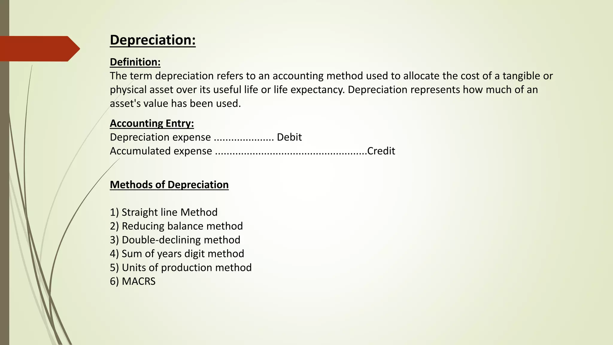 Depreciation and methods to find depreciation. | PPT