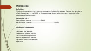 Depreciation and methods to find depreciation. | PPT