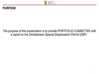 Dept. of home affairs presentation on Zimbabwe Special Dispensation ...