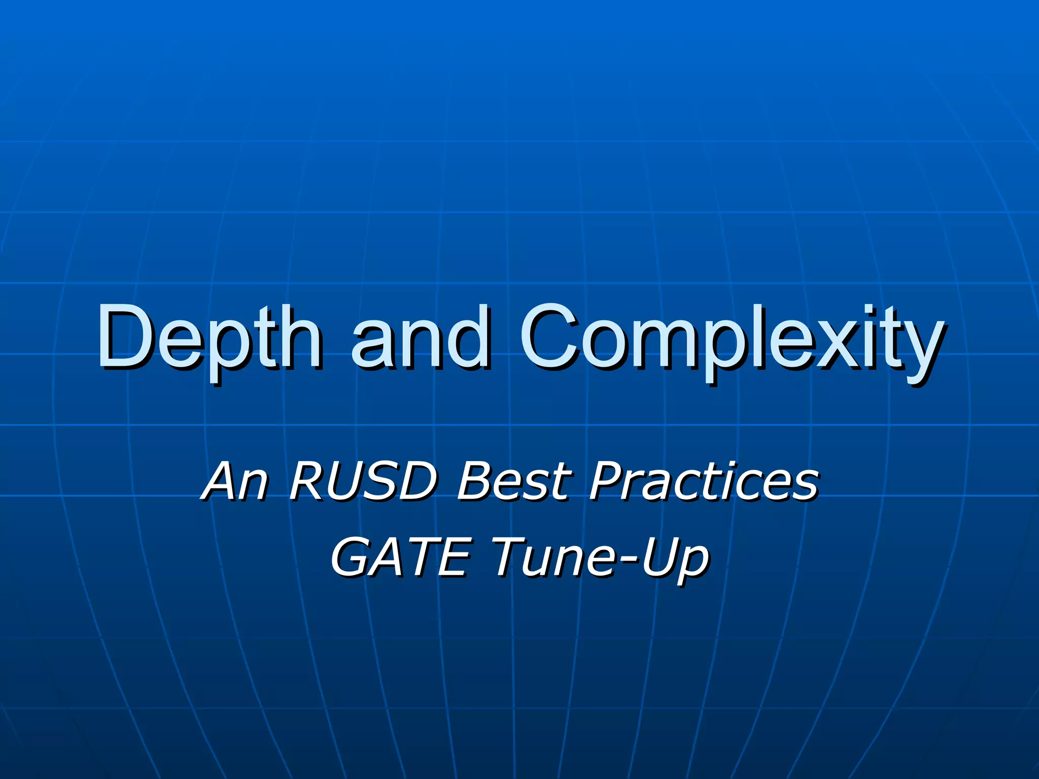 What is Depth and Complexity? | PPT | Education