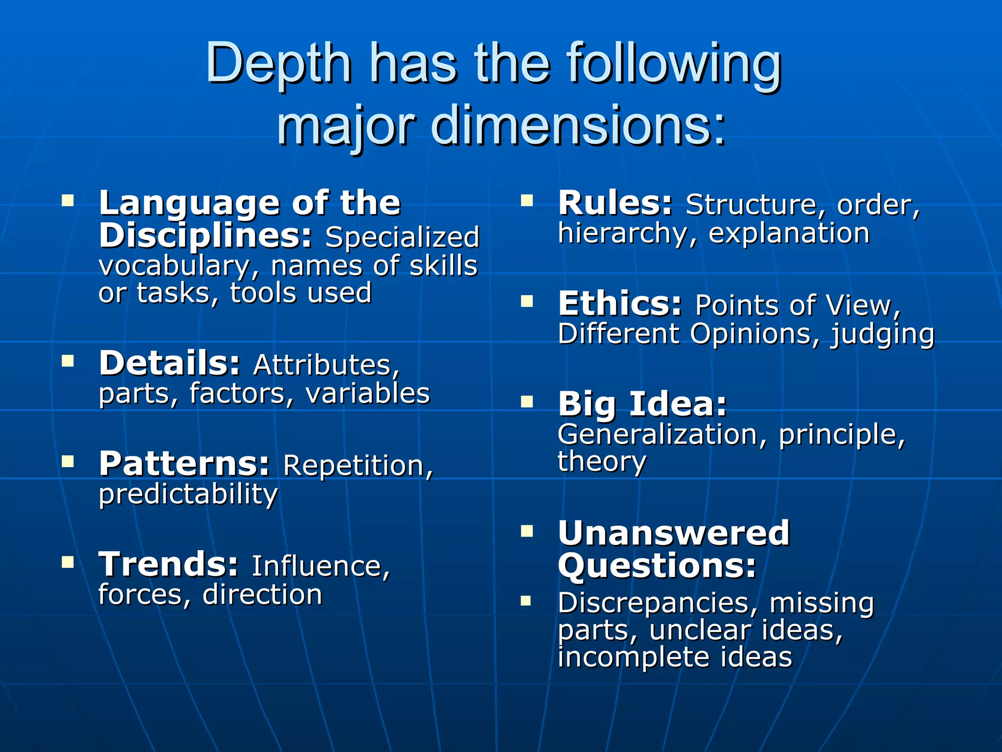 What is Depth and Complexity? | PPT