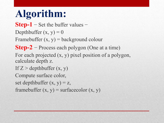 Depth Buffer Method Ppt