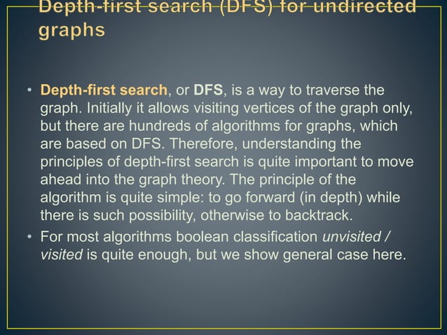 Depth first traversal(data structure algorithms) | PPTX