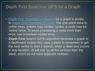 Depth first traversal(data structure algorithms) | PPTX
