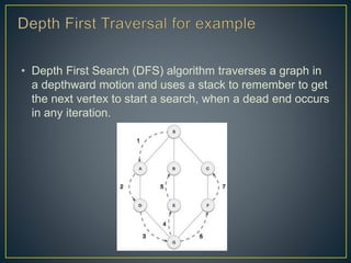 Depth first traversal(data structure algorithms) | PPTX