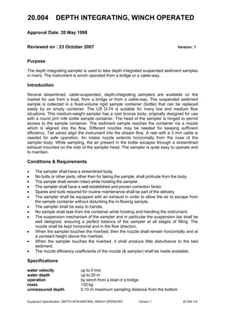 Depth integrating winch operated | PDF