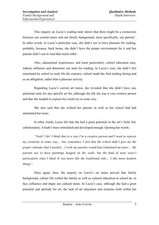 Depth Interview Essay | PDF