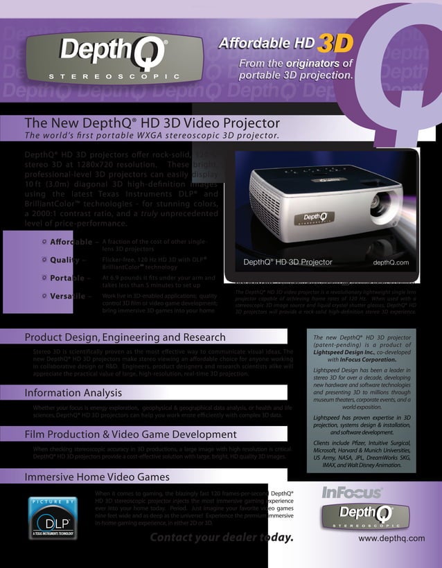 DepthQ® HD 3D Video Projector | PDF