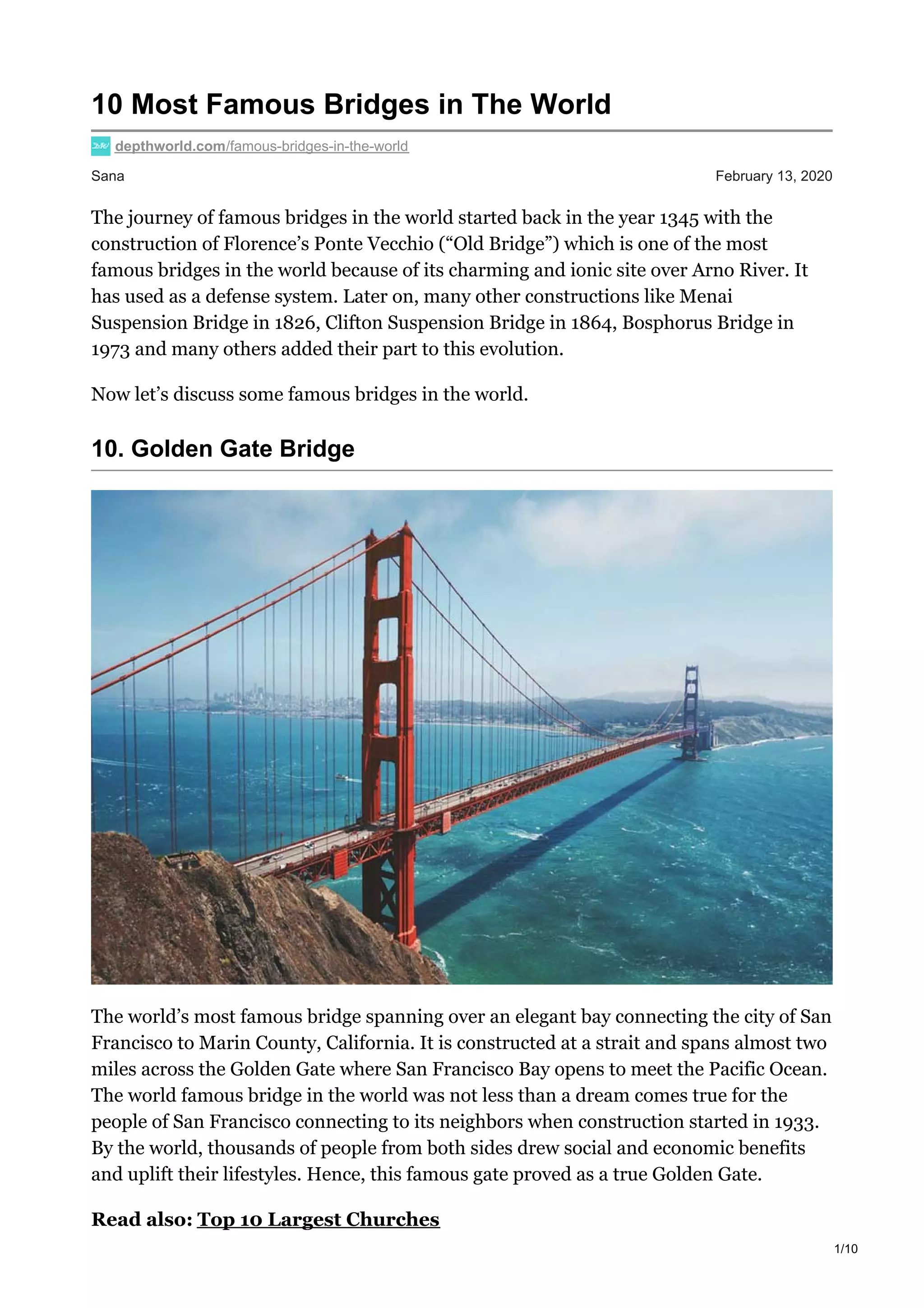10 most famous bridges in the world | PDF