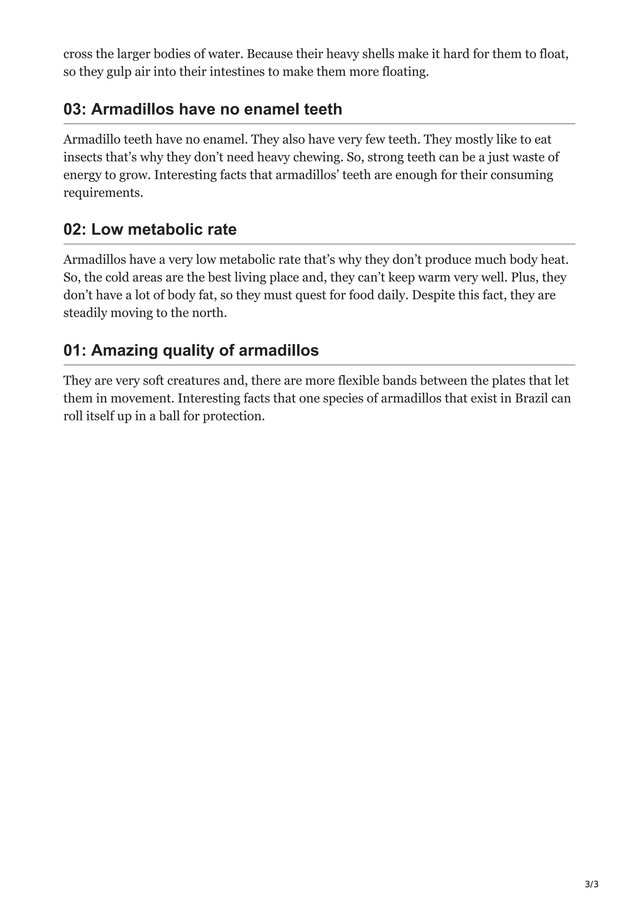 Top 10 interesting facts about armadillos | PDF