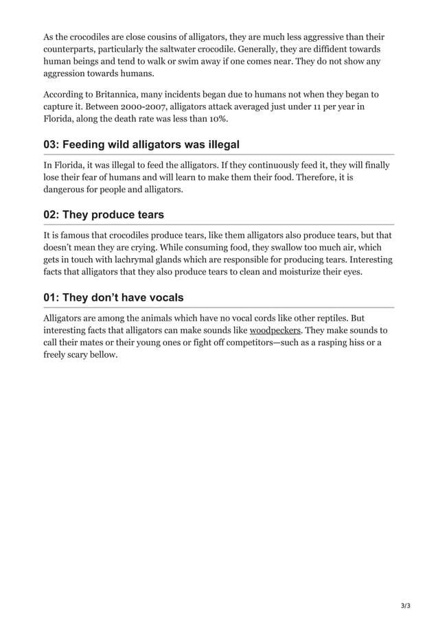 Top 10 interesting facts about alligators | PDF
