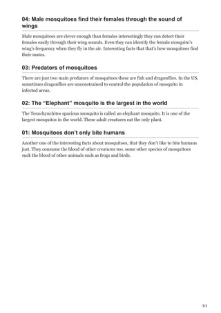 Top 10 interesting facts about mosquitoes | PDF