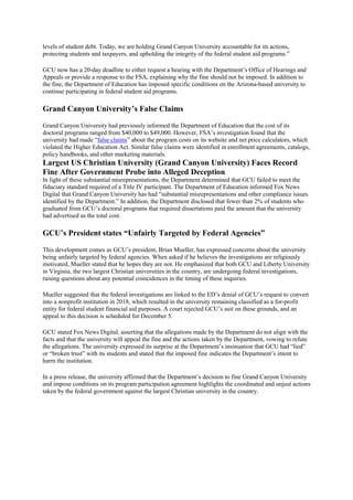 Grand Canyon University Fined $37.7m For Deceiving Students About Cost ...