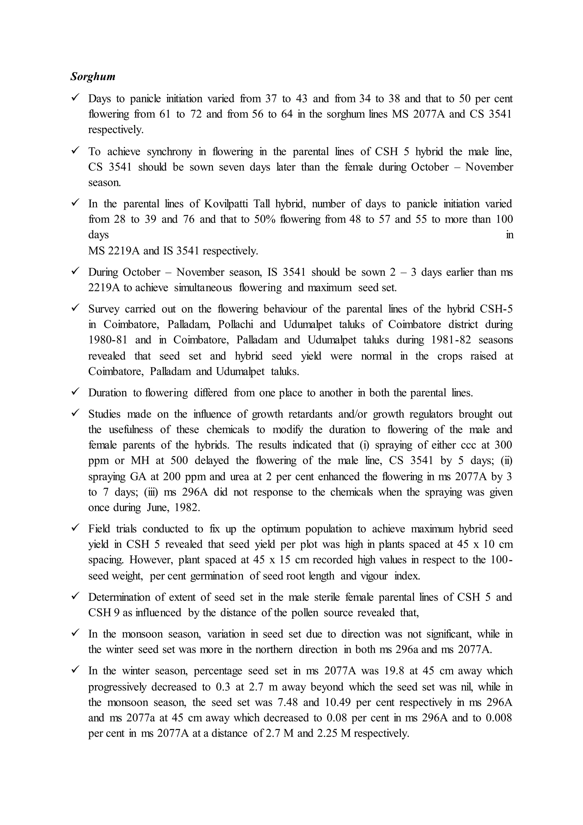 Dept work maize bajra sorghum | DOCX