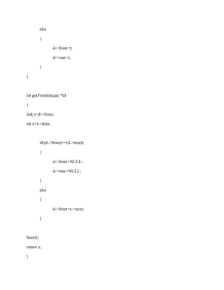 Linked List Implementation of Deque in C | PDF