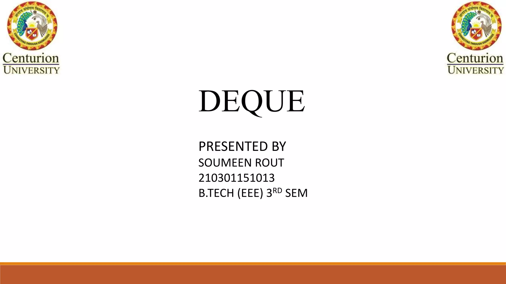 deque.pptx | Programming Languages | Computing