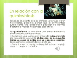 De quimiosíntesis a fotosíntesis | PPTX
