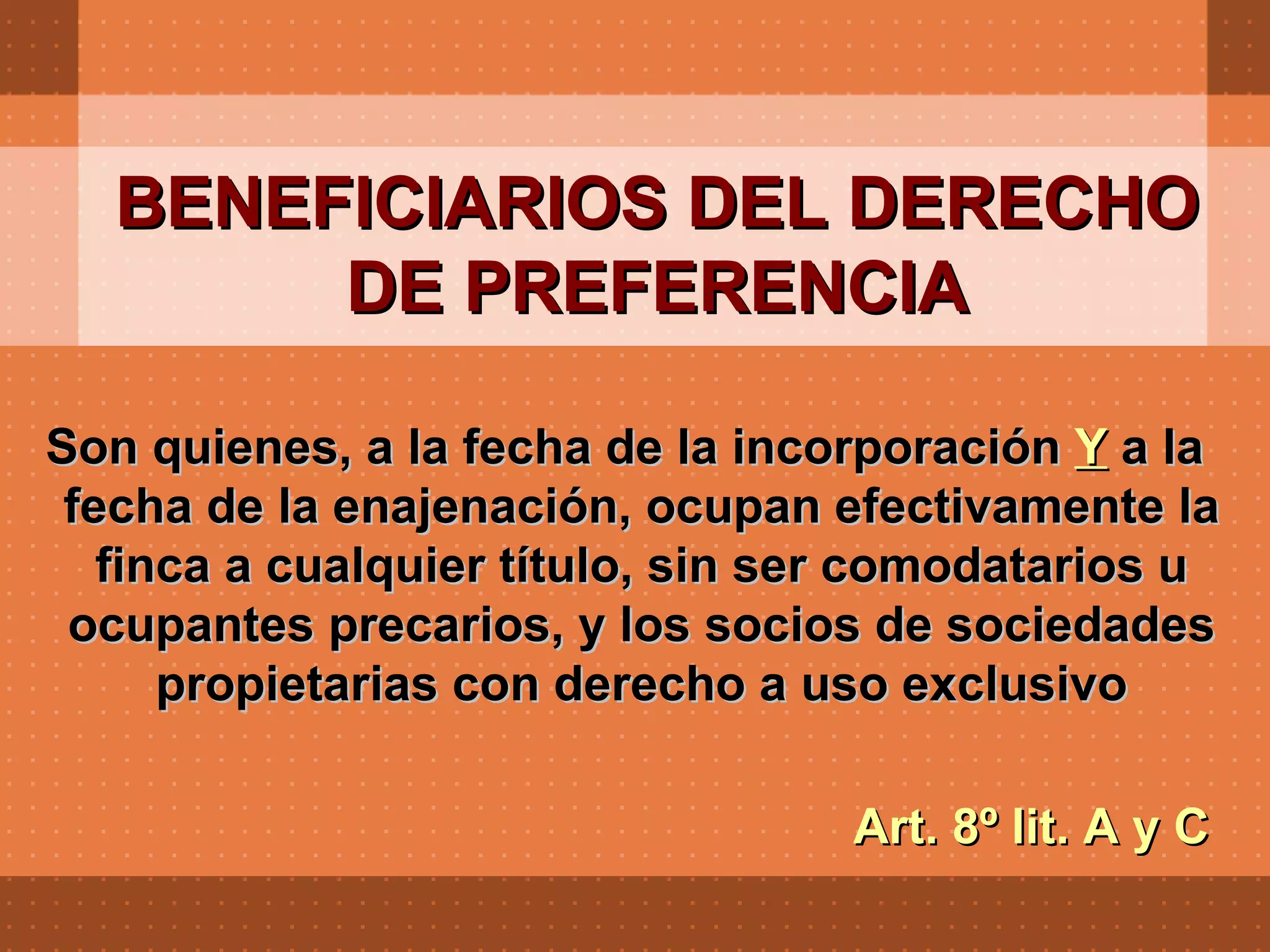 Derecho de preferencia e inalienabilidad relativa | PPT