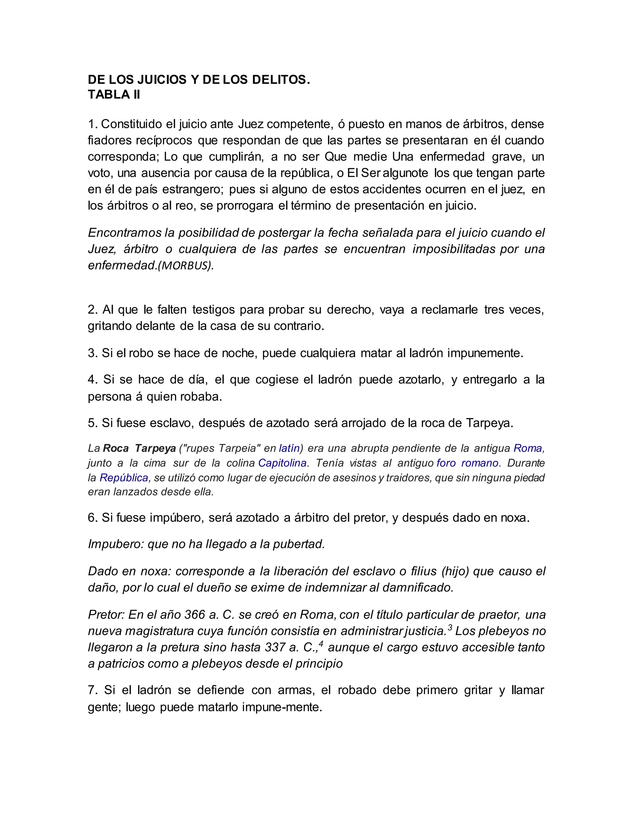 Derecho romano ii tabla | DOCX