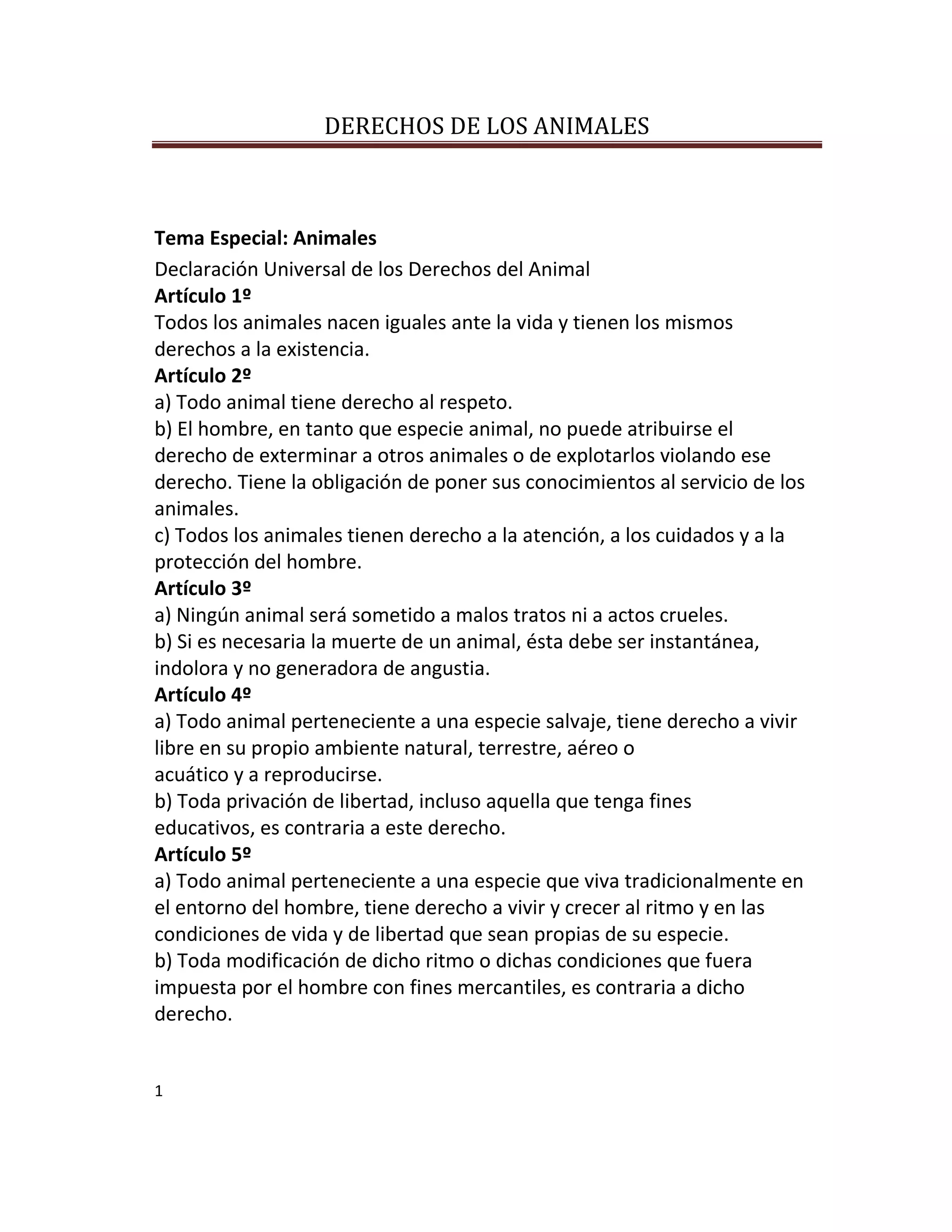 DERECHOS DE LOS ANIMALES | PDF