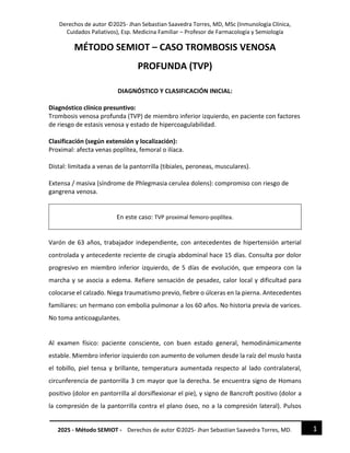 MÉTODO SEMIOT – CASO TROMBOSIS VENOSA PROFUNDA (TVP) | PDF