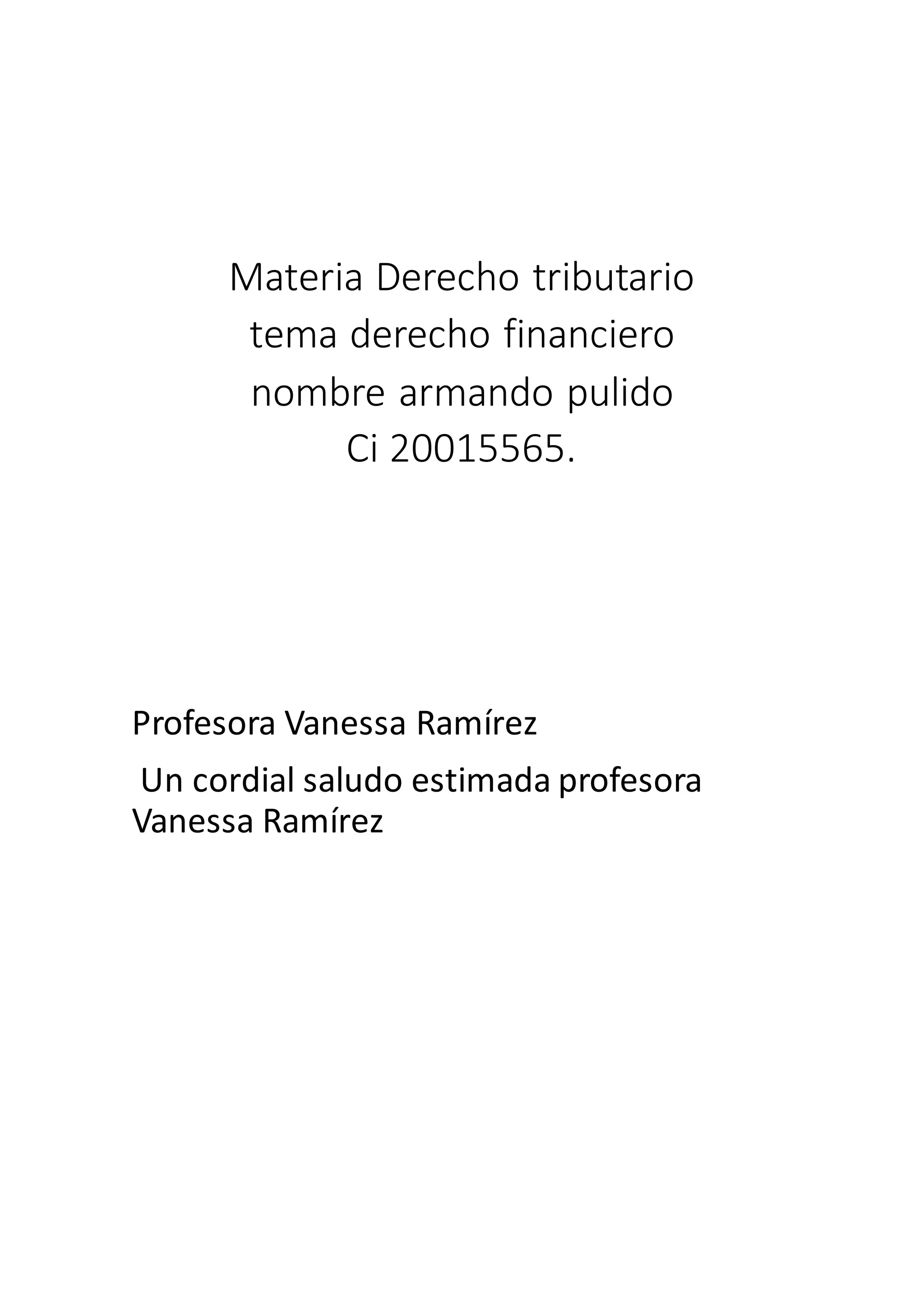 Derecho Tributrio Tema Derecho Financiero Y Tributario Pdf