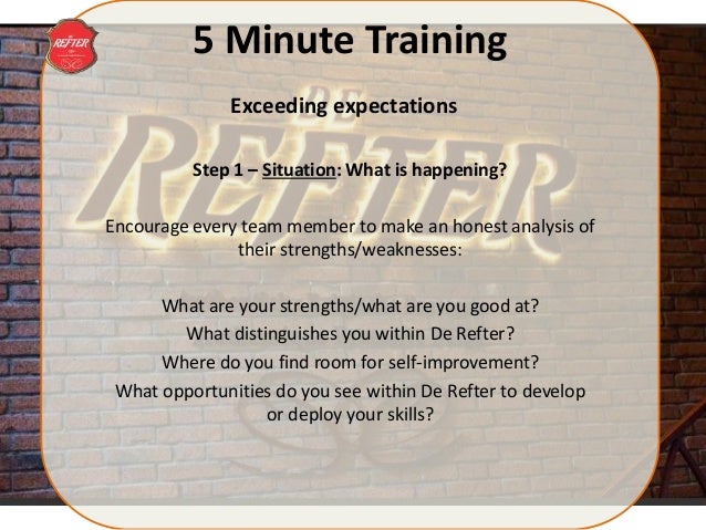 De Refter 5 minute training - exceeding expectations