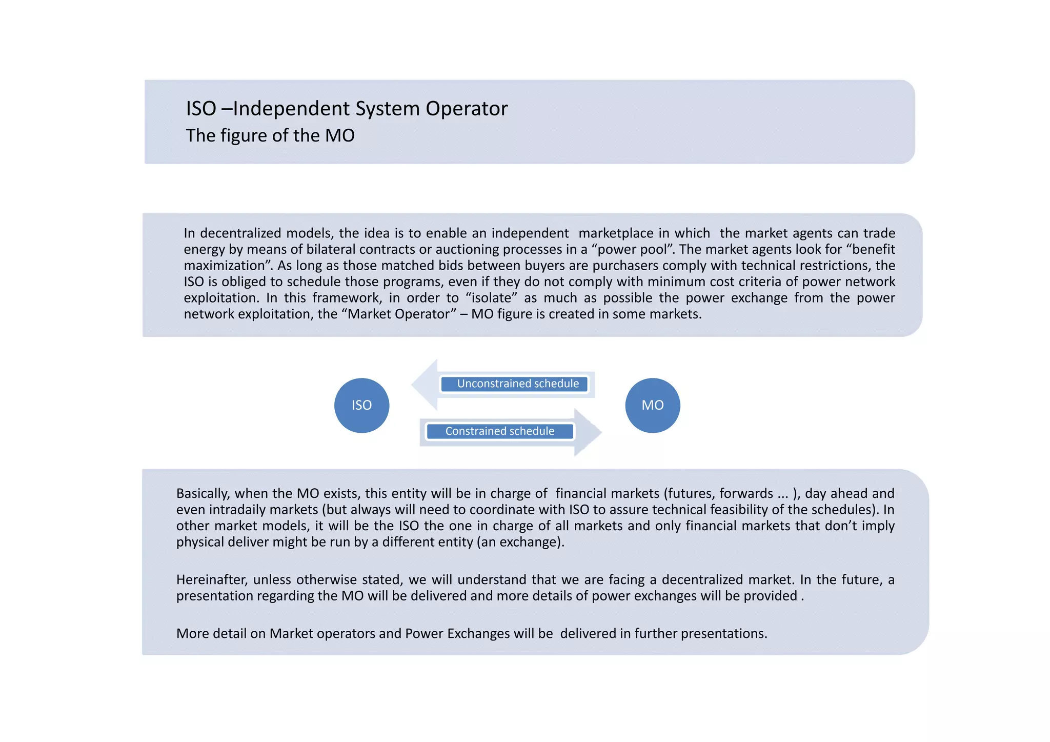 Deregulated electricity markets. The role of the ISO. Processes and ...